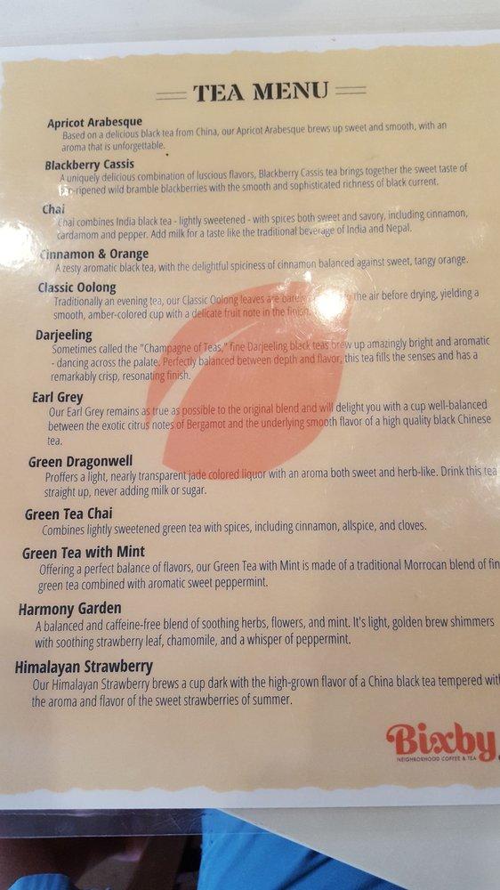 Menu at Bixby Joe Coffee & Tea cafe, Long Beach