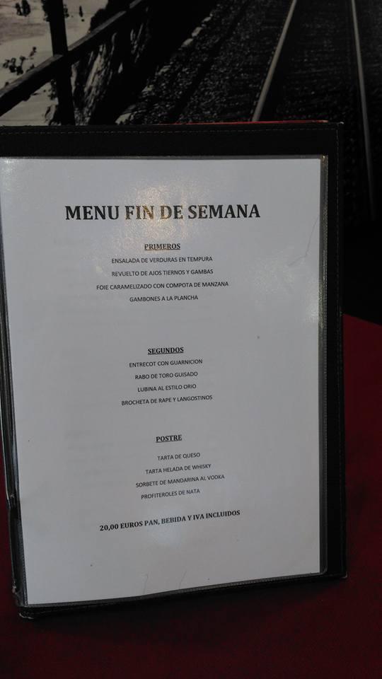 Menu at Restaurante Vagón de Cola, Irun
