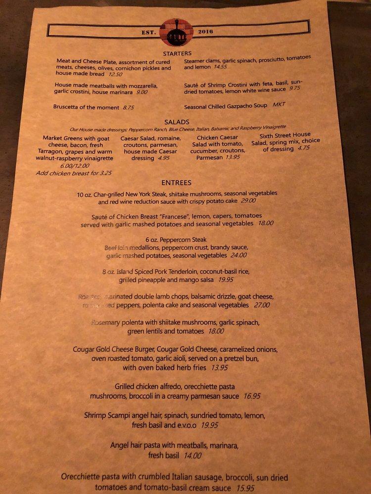 Menu at Saute' on 6th pub & bar, Clarkston