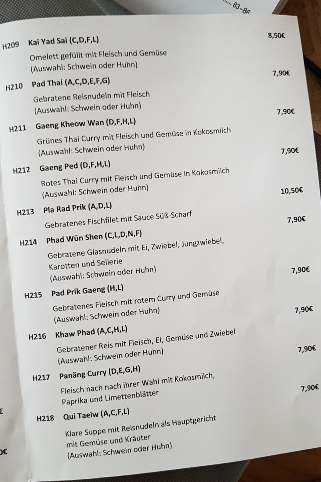 Speisekarte von wan-waan thaifood restaurant, Wels