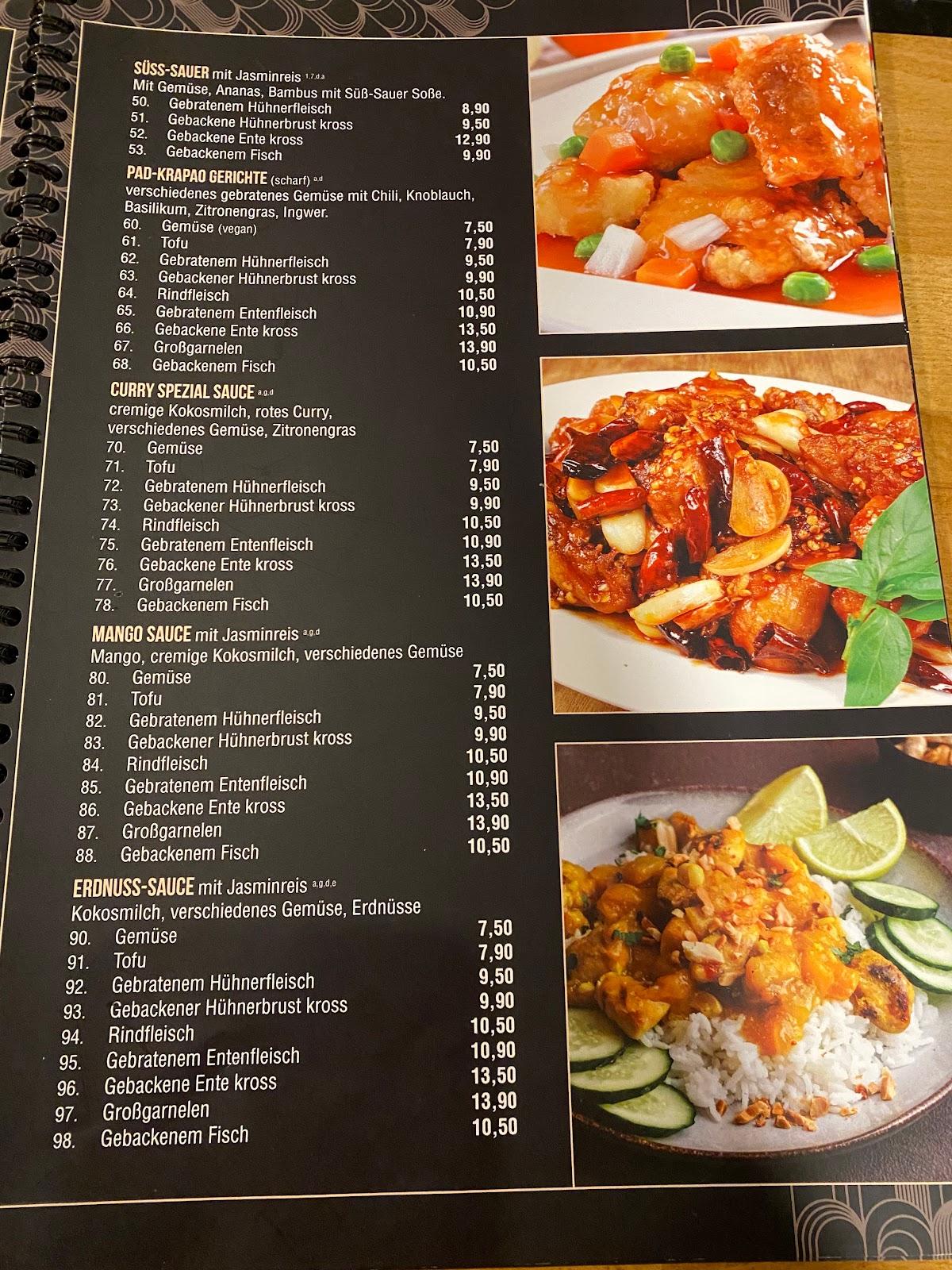 Menu at China Stube restaurant, Eisenach