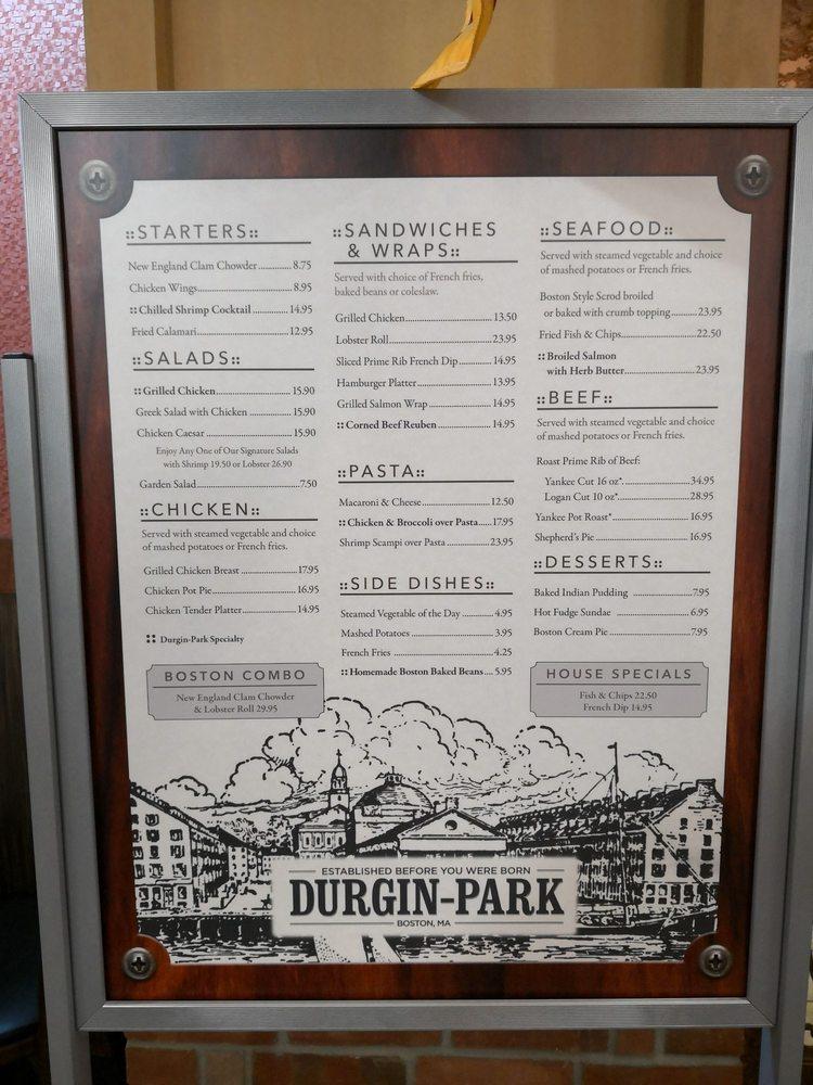 Menu at Durgin-Park restaurant, Boston, 1 Harborside Dr