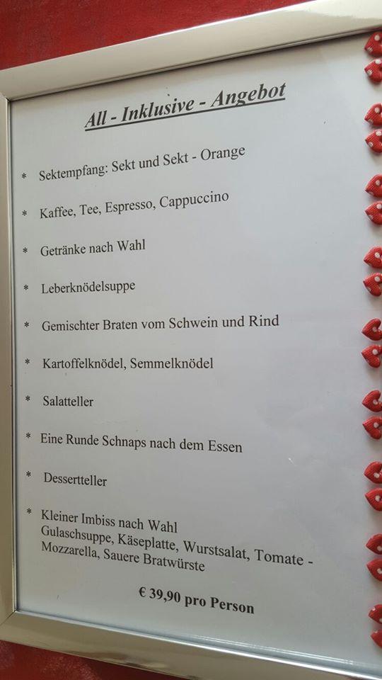 Menu at Hacker Heidi Gasthaus Miedl restaurant, Püchersreuth