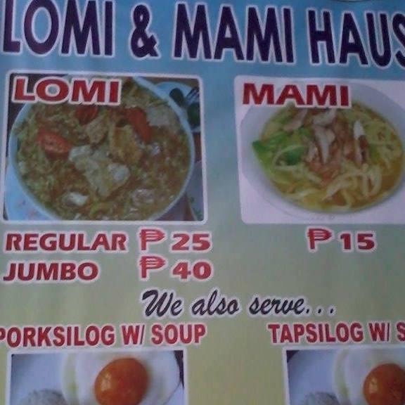 Menu at JRS Lomi and Mami Haus restaurant, Roxas