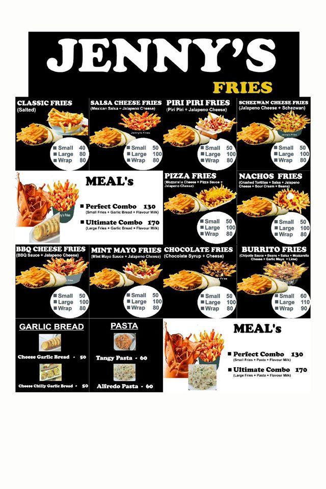 Menu at Jenny's Fries, Vadodara