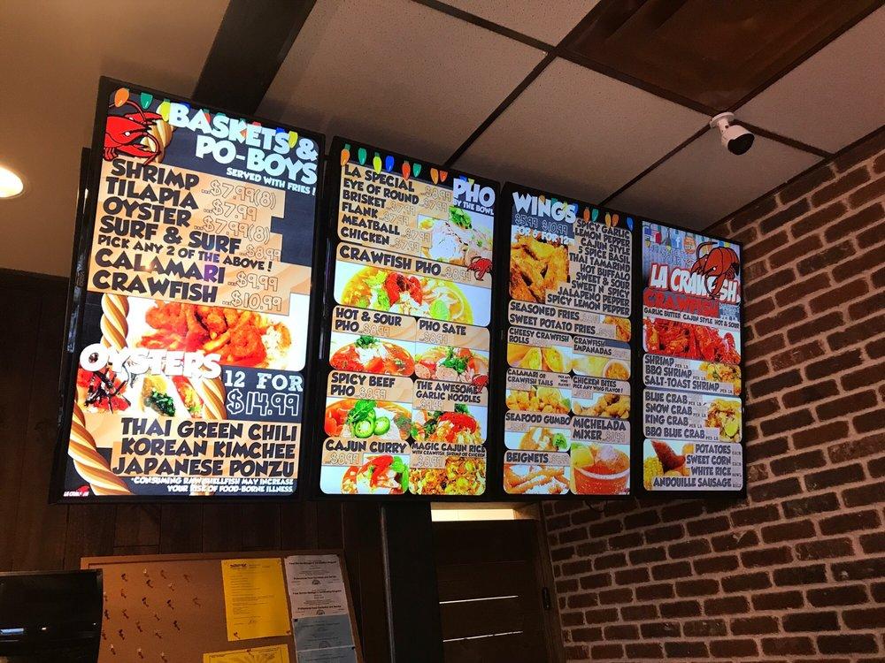 Menu at LA Crawfish restaurant, Missouri City