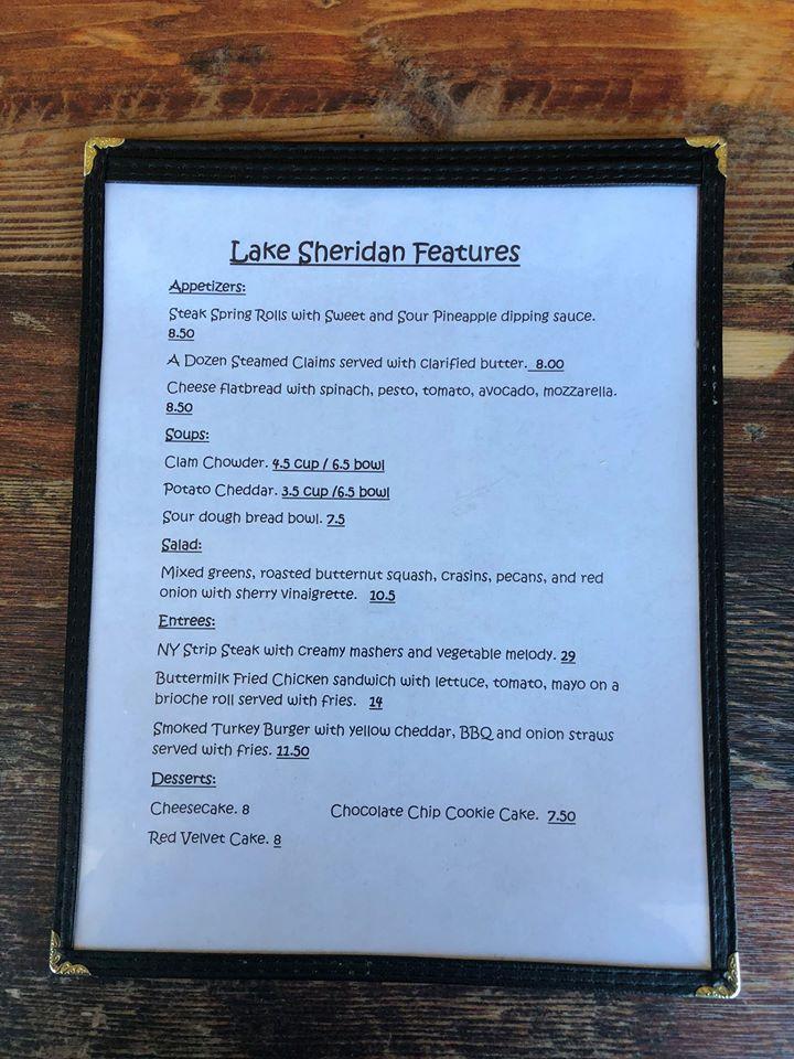 Menu at Lake Sheridan Bar & Grill, Nicholson, 145 Pedrick Rd