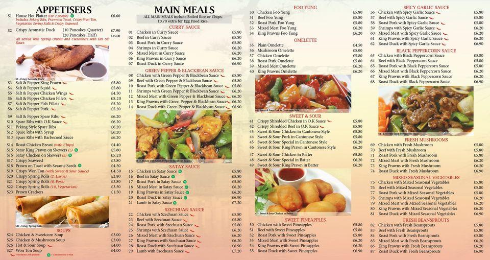 Menu at New Taste restaurant, Oldham, 174 Manchester Road
