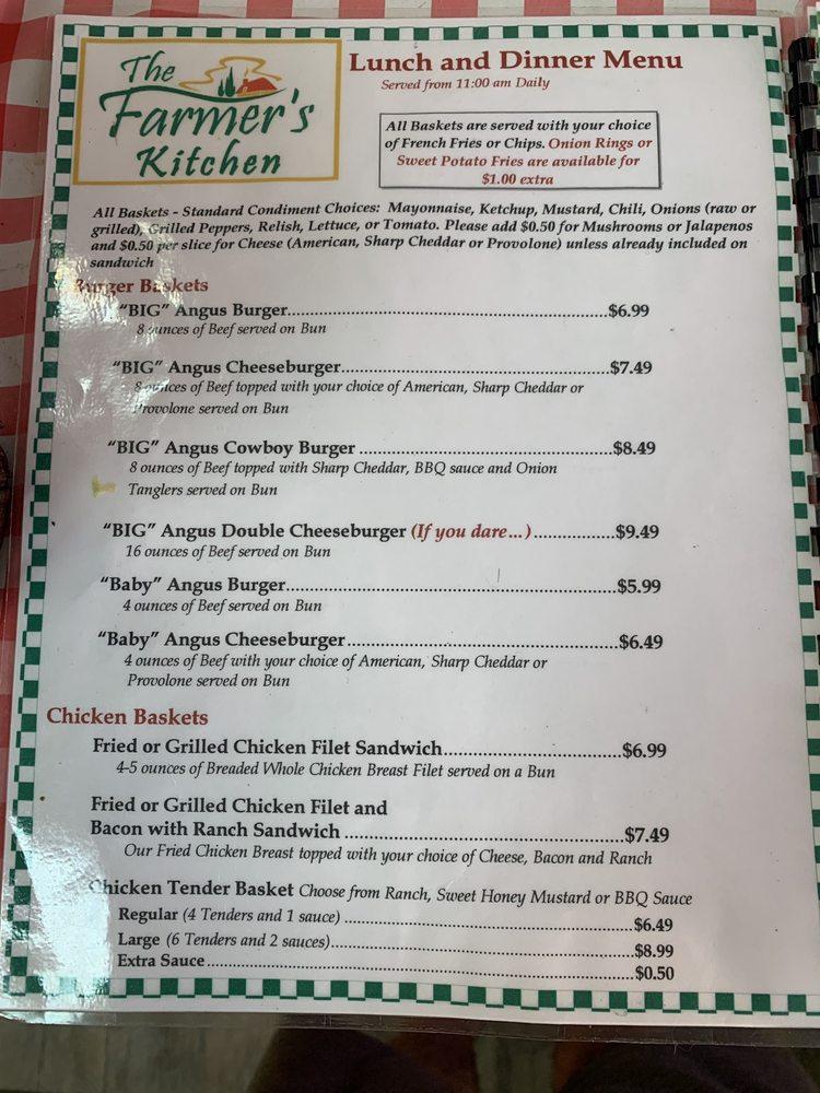 Menu at The Farmer's Kitchen restaurant, Bunn