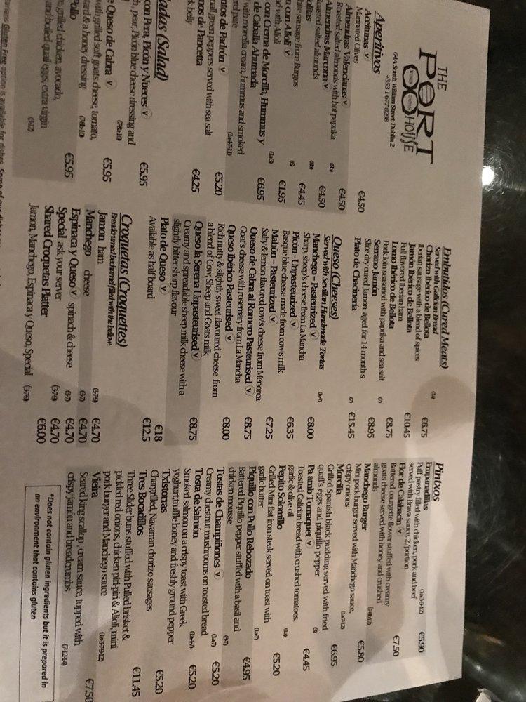 Menu at The Port House pub & bar, Dublin