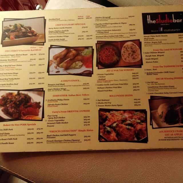 Menu at The Studio Bar, Bengaluru, Orion Mall