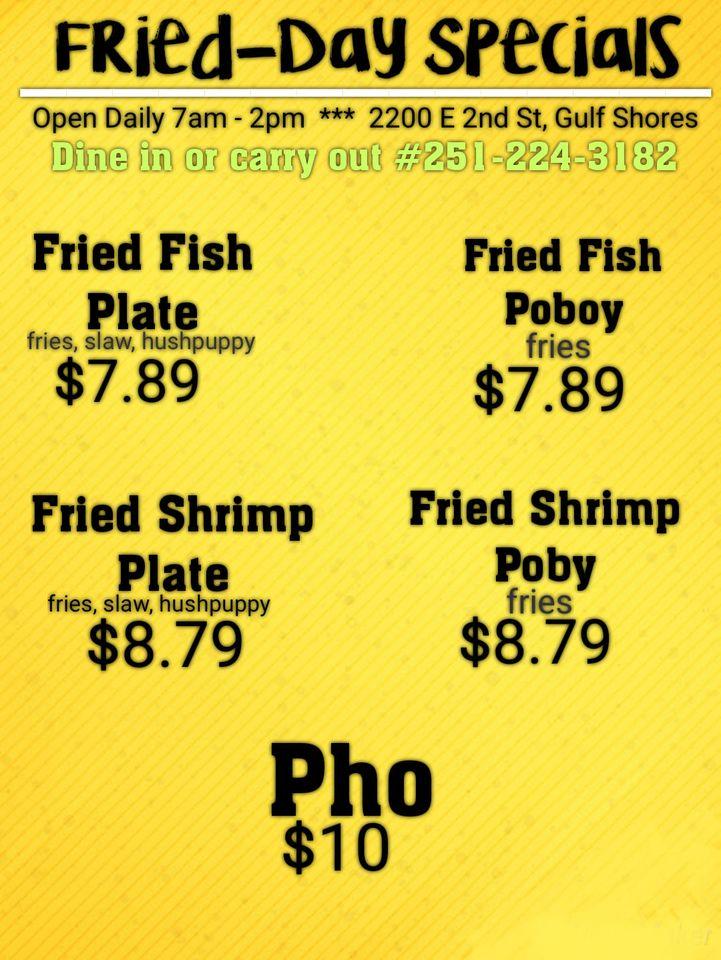 Menu at The ugly Diner restaurant, Gulf Shores