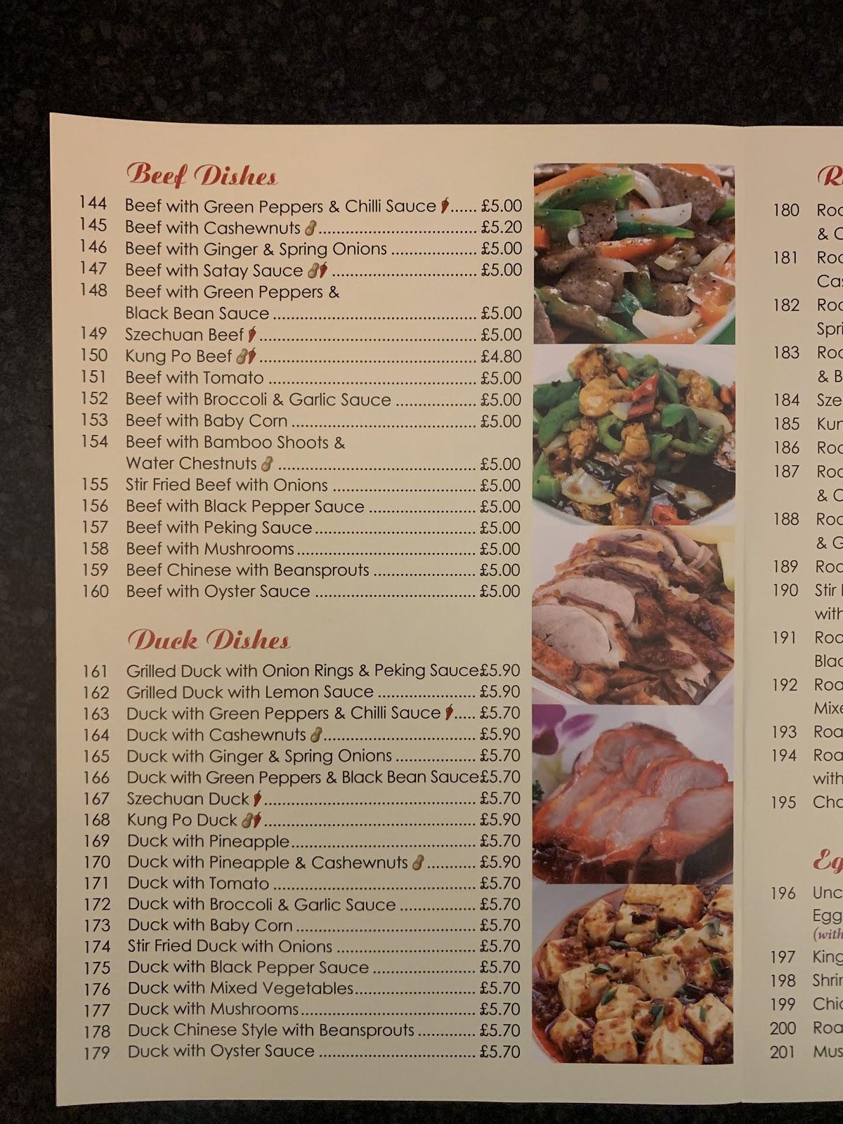 Menu at Uncle T's restaurant, Horsham