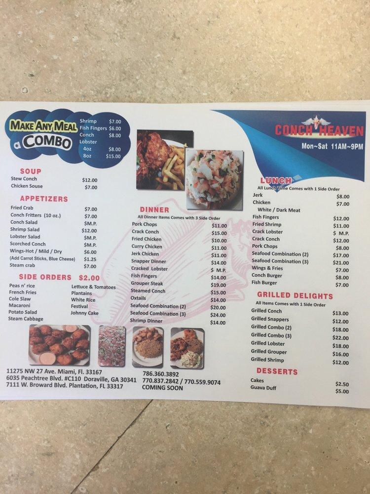 Menu at Conch Heaven desserts, Doraville, Peachtree Blvd