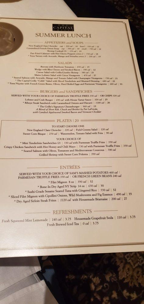 Menu at The Capital Grille pub & bar, Boca Raton