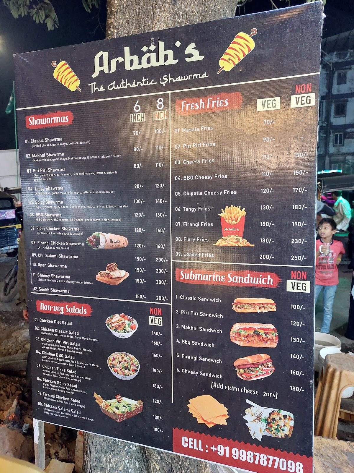Menu at Arbab's The Authenic Shawarma, Thane