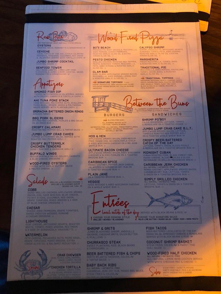 Menu at Bo's Beach pub & bar, Fort Lauderdale
