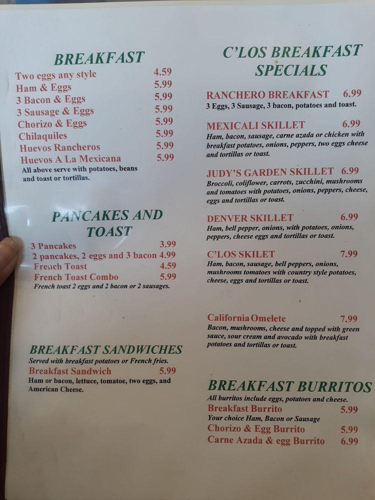 Menu at C'los Restaurant, Coachella, Harrison St #117