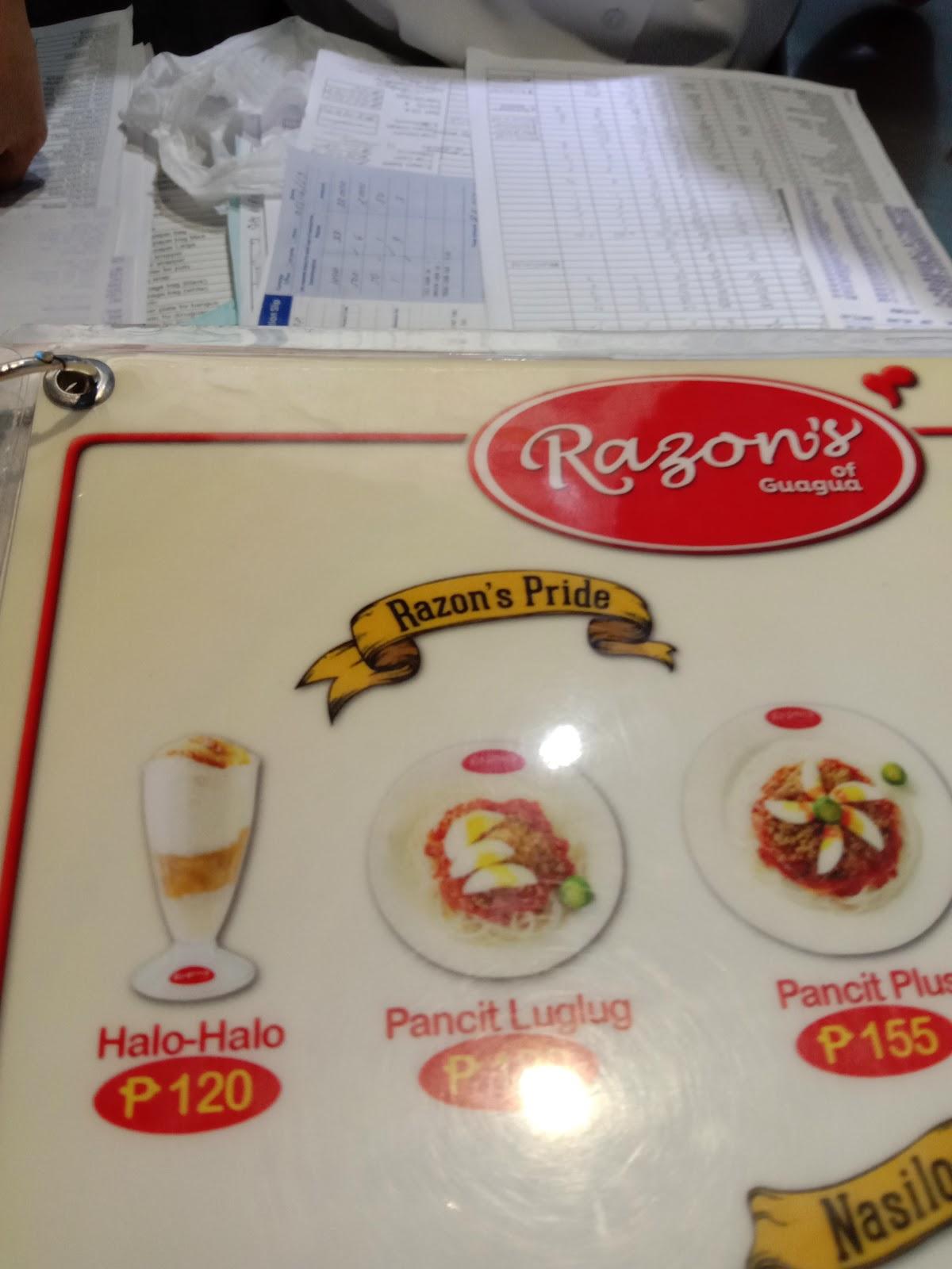 Menu at Razon's of Guagua restaurant, Quezon City, Fisher Mall