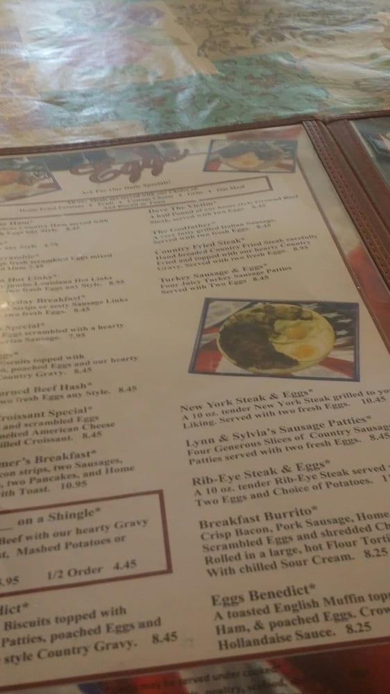 Menu at Ronnie's Cafe, Glendale