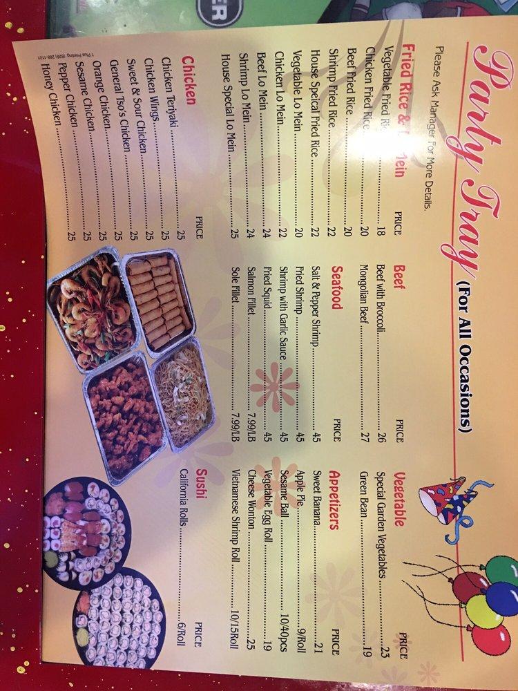 Menu at Super Buffet restaurant, Hanford