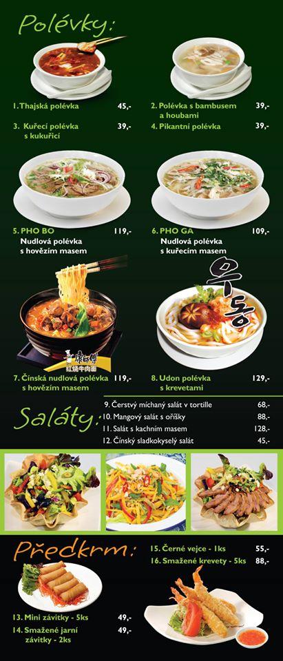 Menu at Tenmanya Brno restaurant, Brno