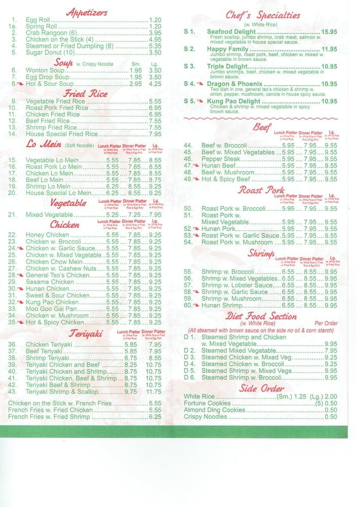 Menu at Wang's Kitchen restaurant, Richwood