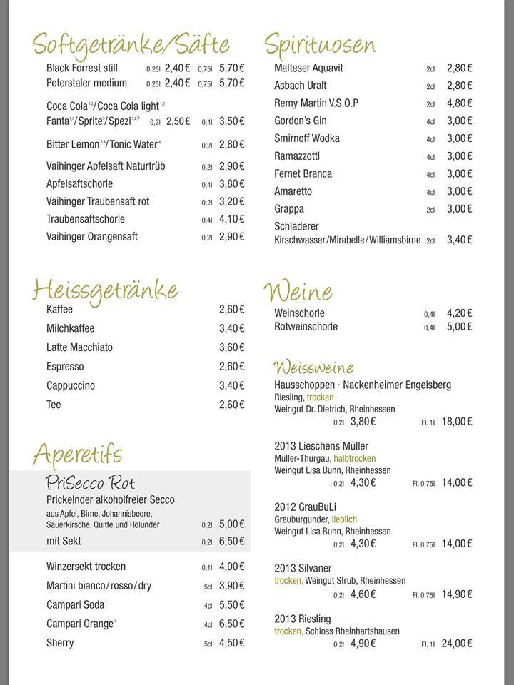 Speisekarte von Zum Goldstein restaurant, Mainz, Kartäuserstr. 3