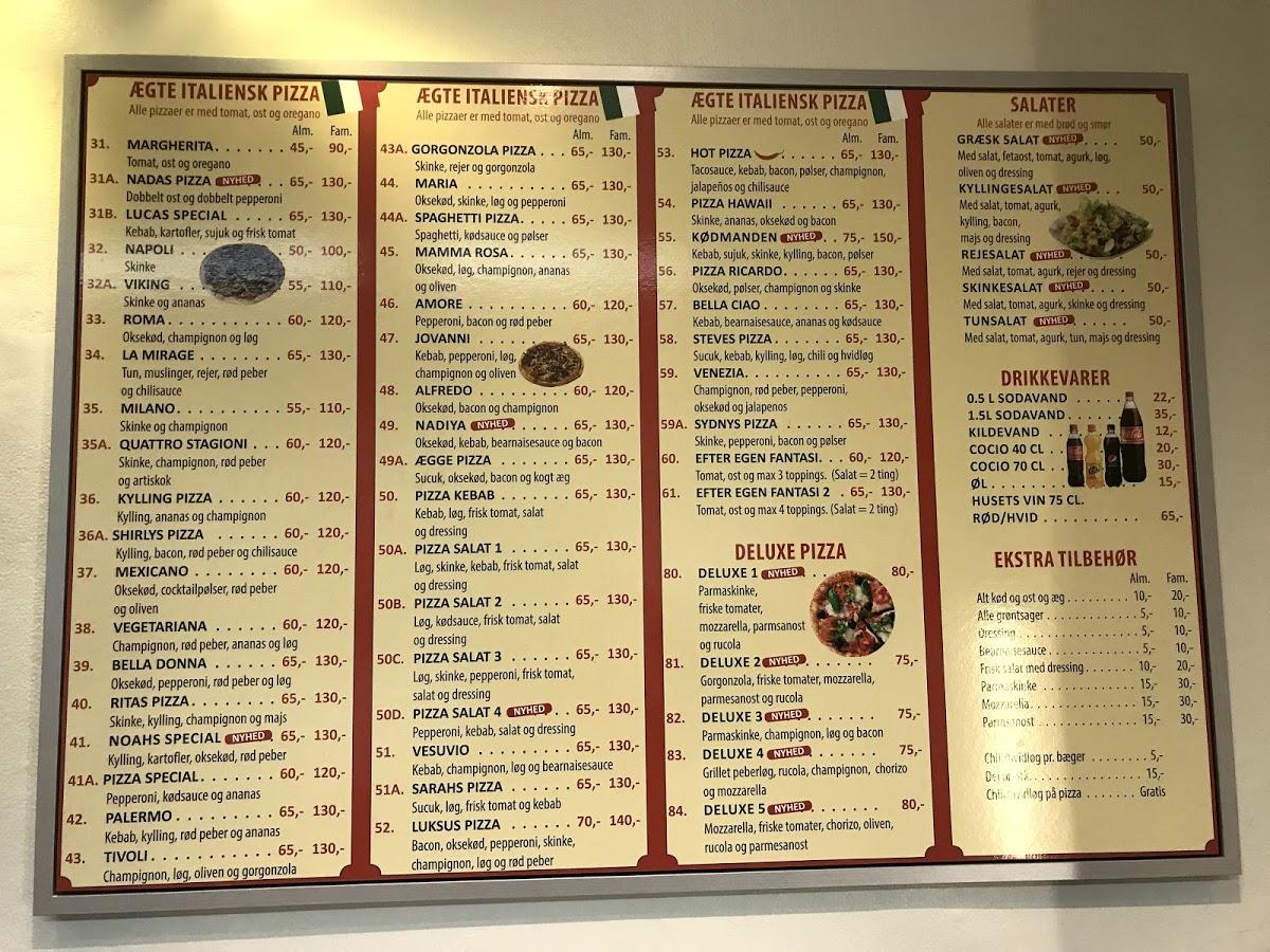 Menu at Andos Pizza pizzeria, Aalborg