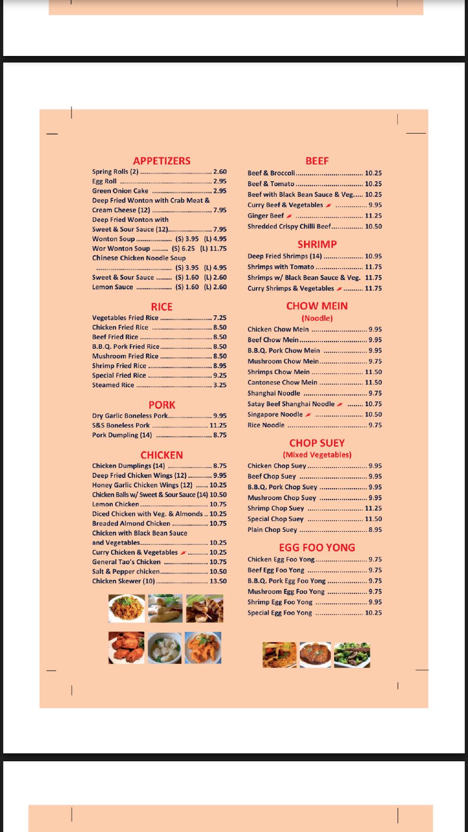 Menu at Country Cafe, Westlock
