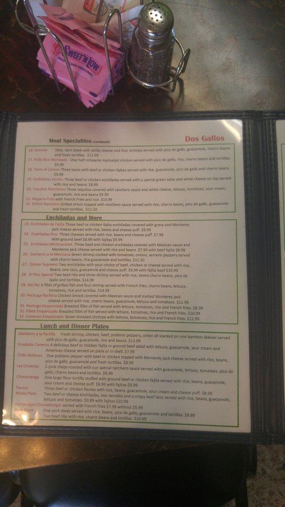 Menu at Dos Gallos restaurant, Humble, 410 Isaacks Rd