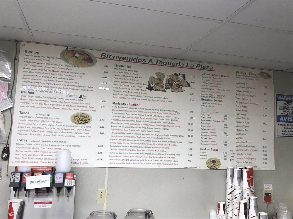 Menu at Taqueria La Plaza restaurant, Walnut Creek