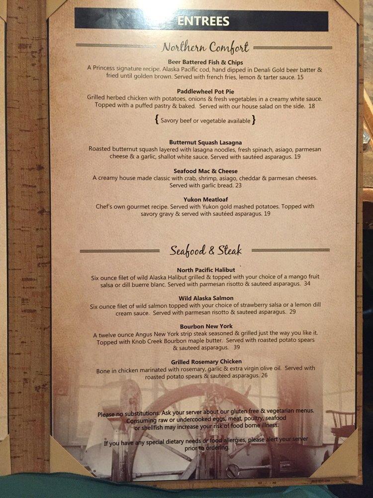 Menu at Edgewater Dining Room restaurant, Fairbanks