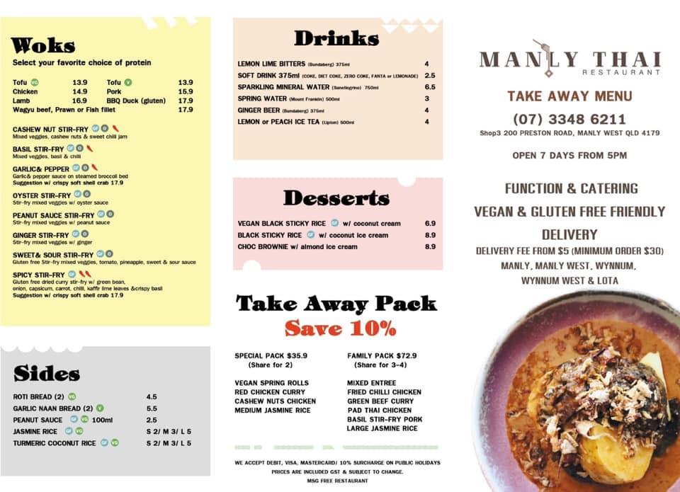 Menu at Manly Thai Restaurant, Manly West