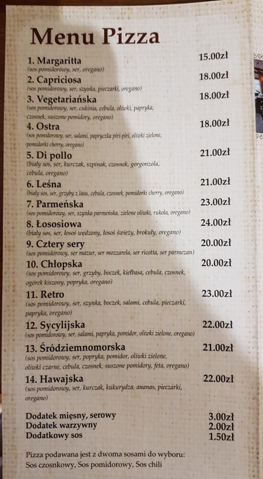 Menu at Restauracja "Retro" restaurant, Pysznica