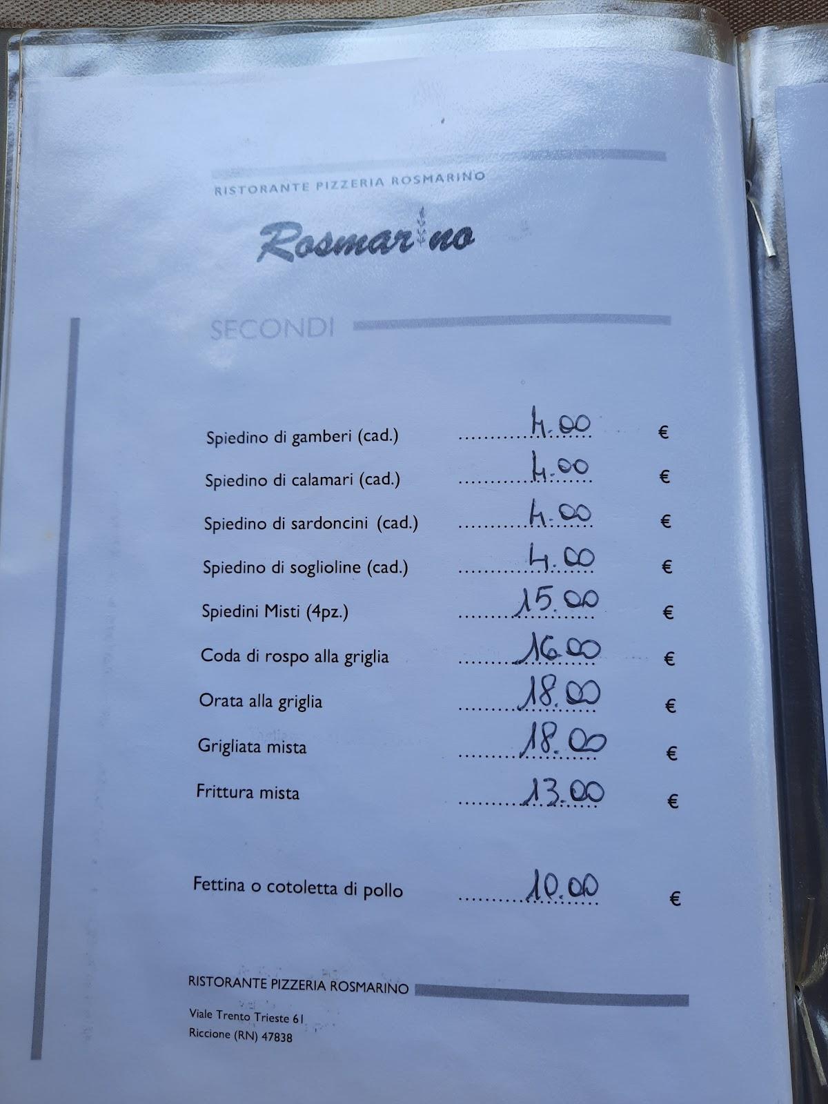 Menu at Rosmarino Ristorante, Riccione