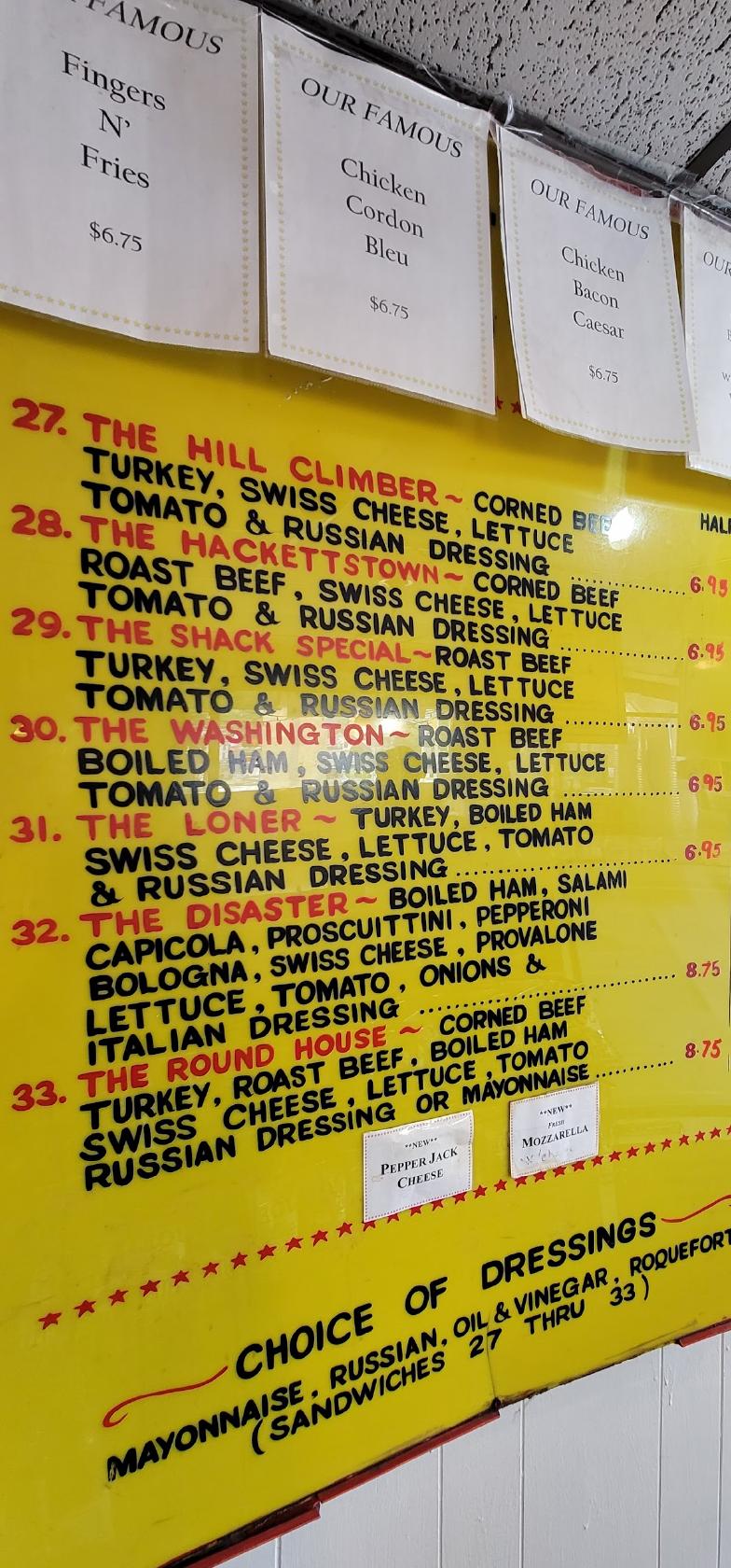 Menu at Sub Shack & Deli restaurant, Hackettstown