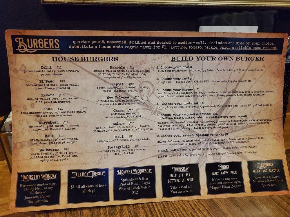 Carta del pub y bar The Map Room, Cedar Rapids