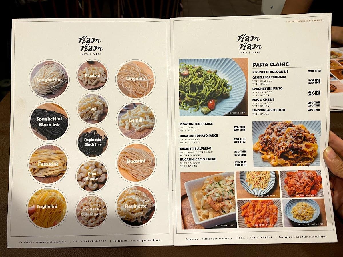 Menu at Ñam Ñam Pasta and Tapas (RQ49 Mall) restaurant, Bangkok, 139 RQ ...