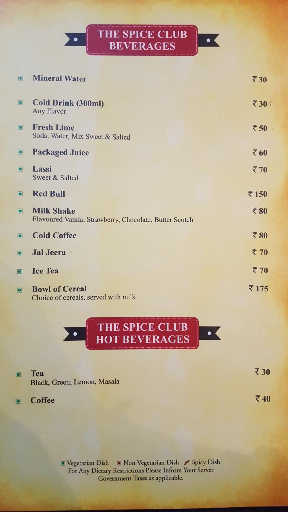 Menu at The Spice Club - Restro - Bar and Restaurant in Kapurthala ...
