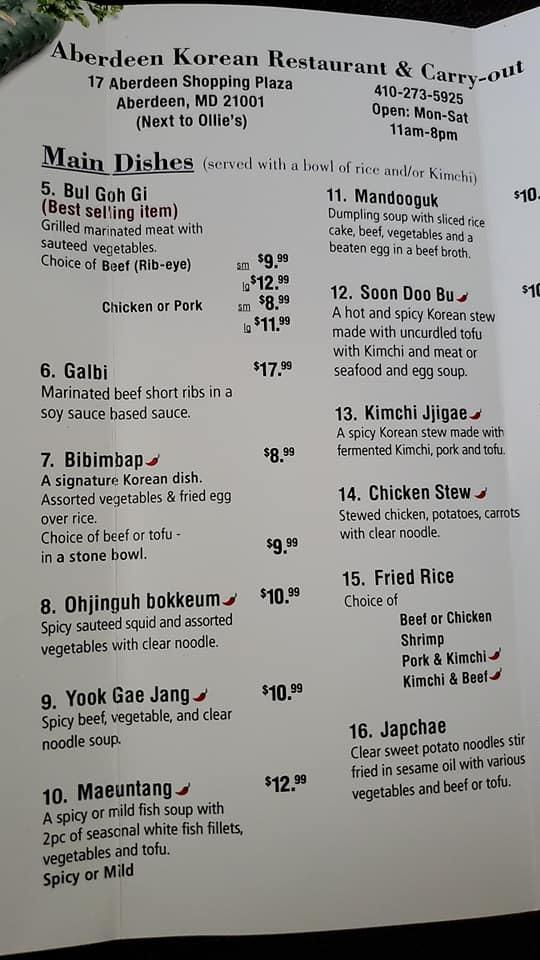 Menu at Kimchi Joy - Korean Restaurant, Aberdeen
