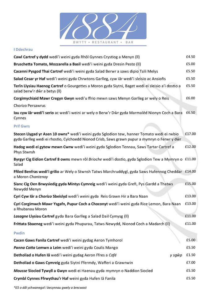 Menu at Coffee Shop & Restaurant 1884, Bangor