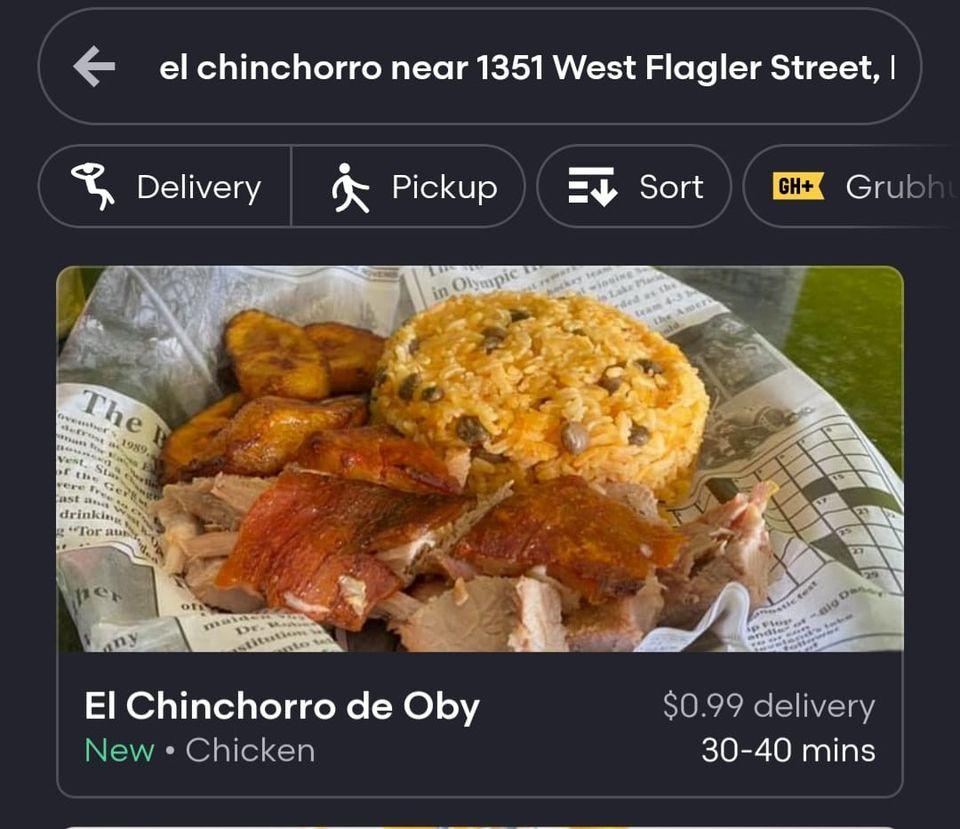Menu at El Chinchorro de Oby restaurant, Miami