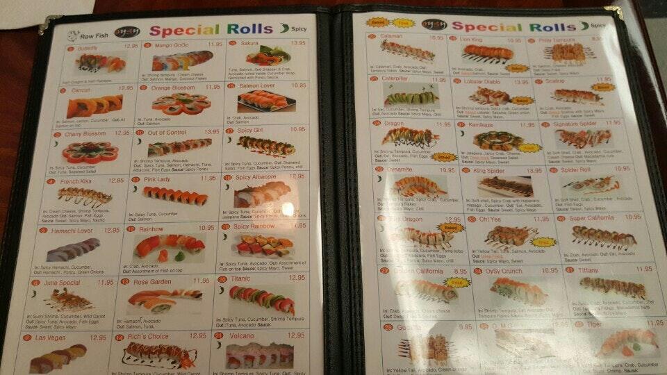 Menu at Oysy Sushi Teriyaki restaurant, San Jose