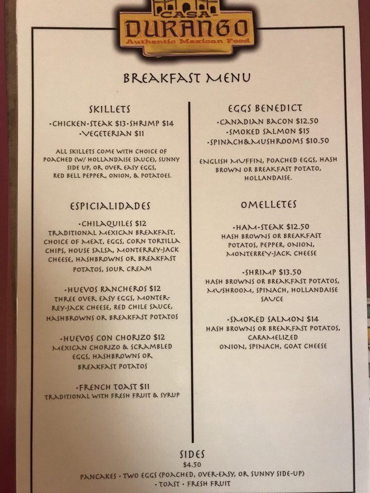 Menu at Casa Durango restaurant, Burien, 1st Ave S