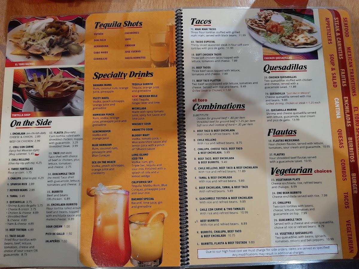 Menu at El Toro Mexican Restaurant, Gulf Shores, Gulf Shores Pkwy