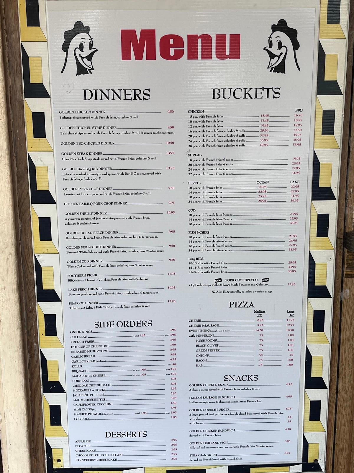 Menu at Golden Chicken pizzeria, Milwaukee, W Greenfield Ave