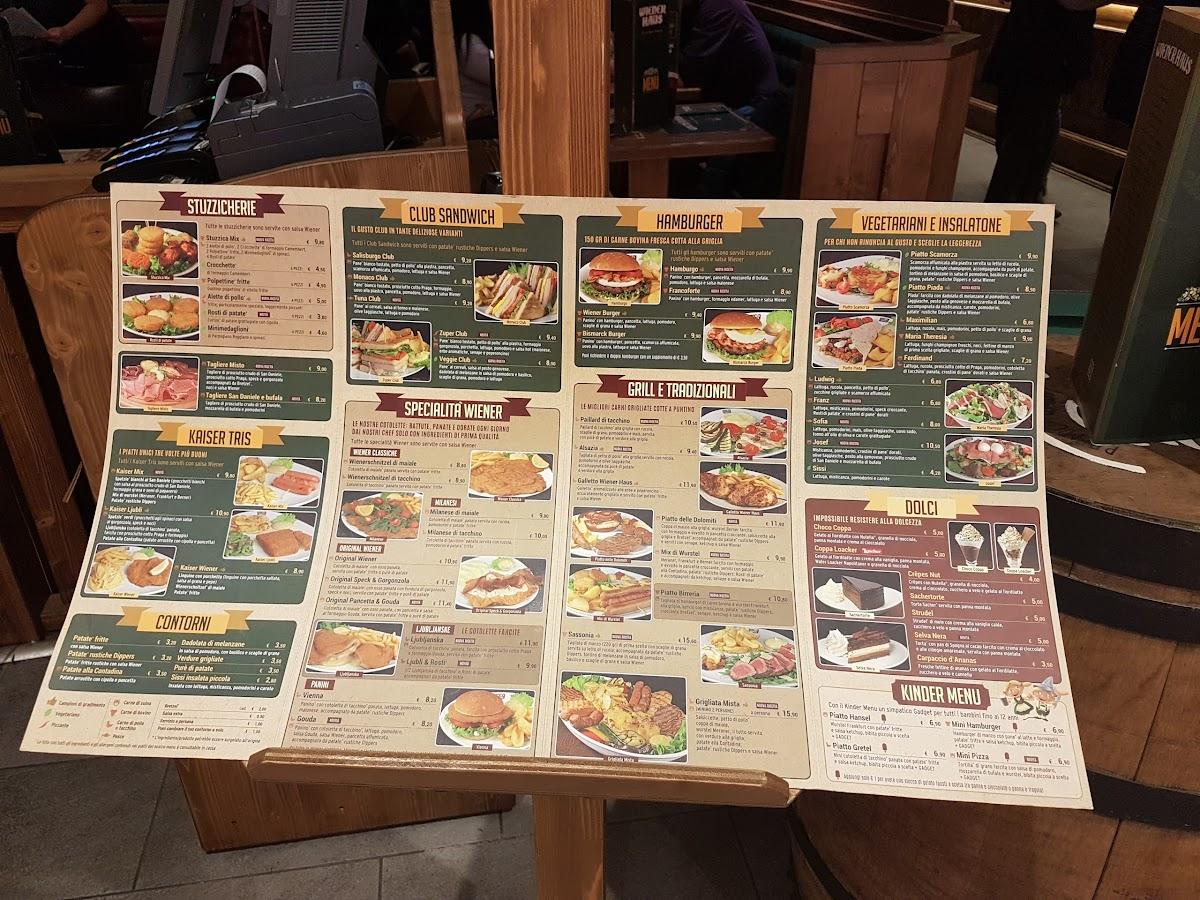 Menu at Wiener Haus restaurant, Arese