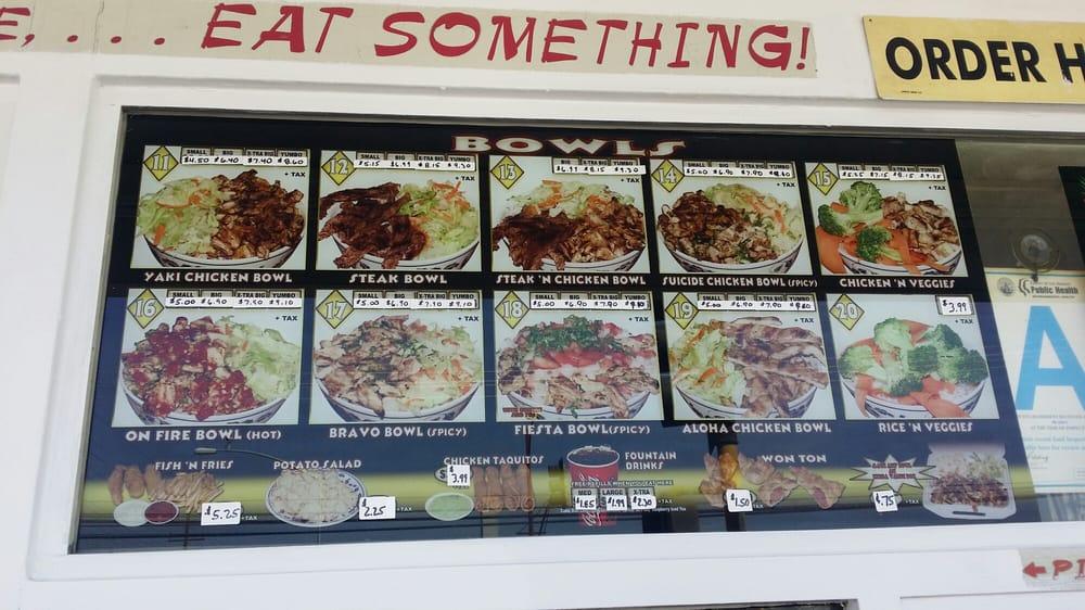 Menu at Yaki's the Original Teriyaki restaurant, Burbank