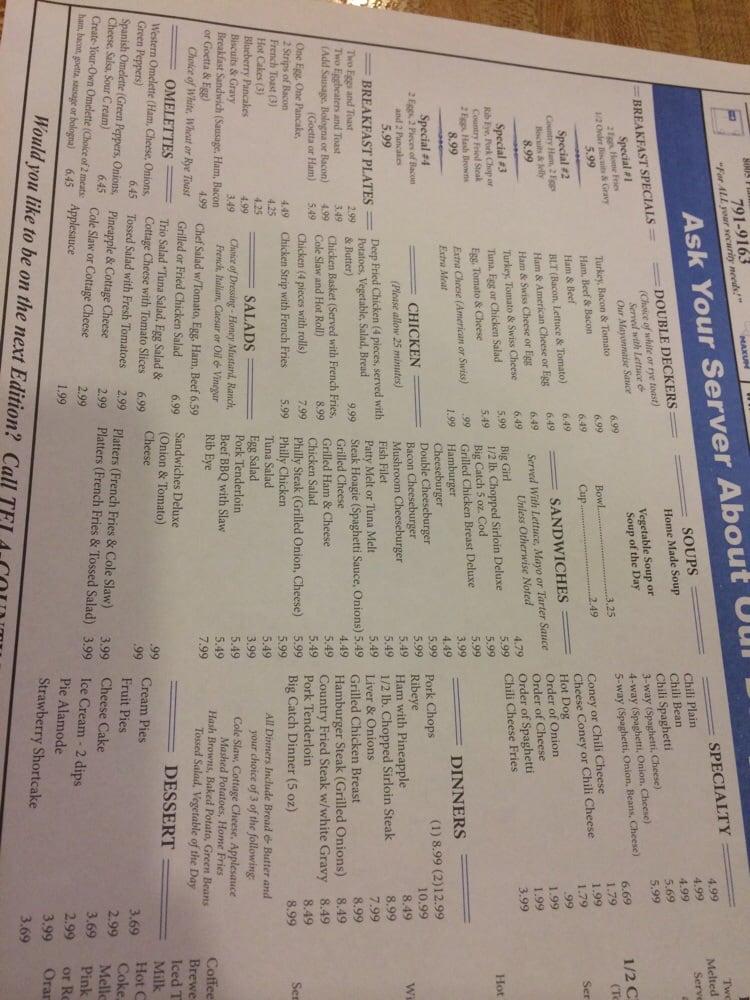 Menu at Bridge House Restaurant, Cincinnati